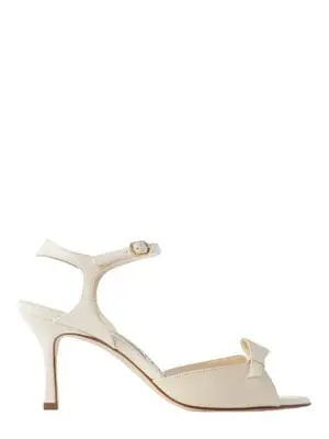 Manolo Blahnik Leather Sandals With Bow Detail - Nude