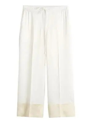 TOTEME Totême Wide-Leg Satin Drawstring Trousers White