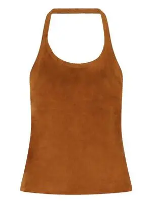 Stouls Open-back Suede Halterneck Tank - Brown