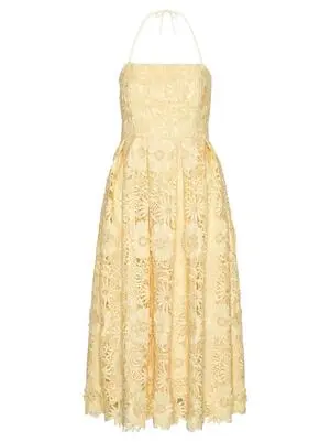 ROTATE BY BIRGER CHRISTENSEN 3d Lace Midi Dress - Yellow