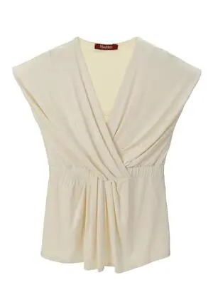 Max Mara V-neck Pleated Sleeveless Blouse - Nude