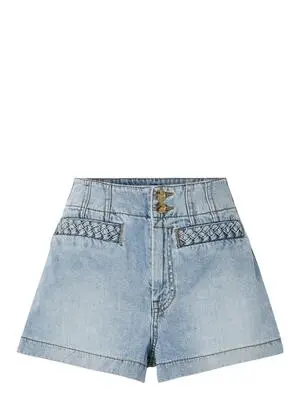 Zimmermann Zimmermann Skylark High-Waisted Denim Shorts Light Denim Blue