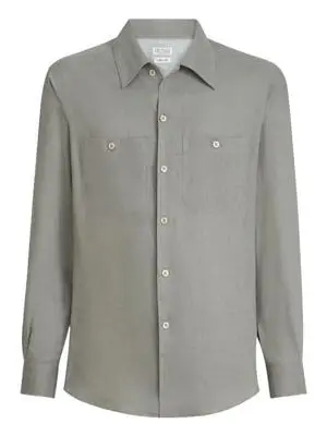 Brunello Cucinelli Brunello Cucinelli Pocket Detailed Easy Fit Shirt Khaki