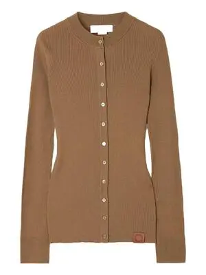 Stella McCartney Ribbed Wool Cardigan With Mother-of-pearl Buttons - Brown