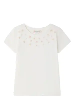 BONPOINT Bonpoint Short Sleeve T-Shirt With Floral Sequin Detail