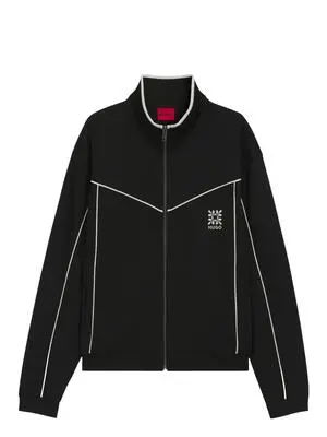 Hugo Boss Zip-up Jacket With Embroidered Logo - Black