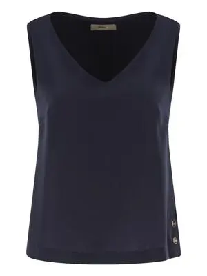 HERNO Herno Sleeveless V-Neck Top With Side Button Details