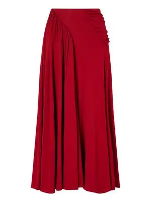 Rabanne Draped Jersey Midi Skirt - Red
