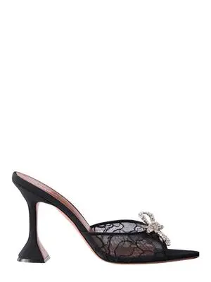 Amina Muaddi Embellished Lace Sandals - Black
