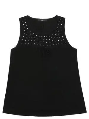 Max Mara Sleeveless Round Neck Dress With Embellished Yoke - Black