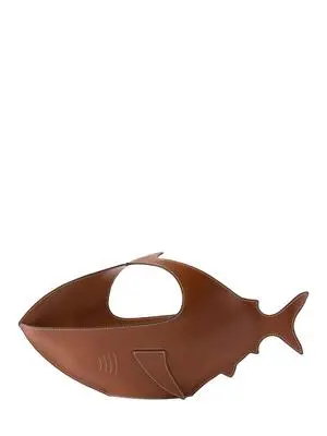 Staud Shark Leather Clutch - Brown