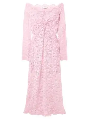 Rabanne Off-shoulder Stretch Lace Dress - Pink