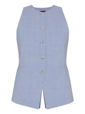 Hugo Boss Sleeveless Button-up Vest - Blue