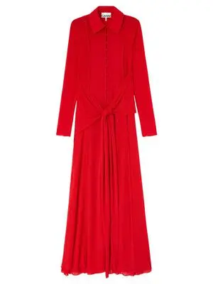 GANNI Draped Shirt Maxi Dress - Goji Berry