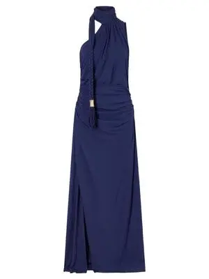 Simkhai Moira Halterneck Maxi Dress With Tassel Detail - Navy
