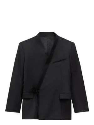 Kenzo Double-breasted Tailored Kimono Jacket In Virgin Wool - Black
