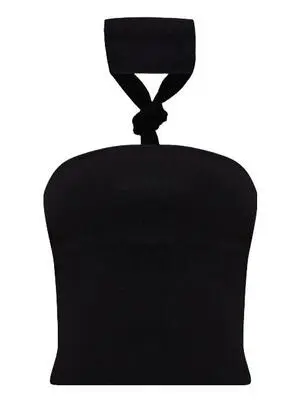 Cult Gaia Ribbed Knit Halter Top - Black