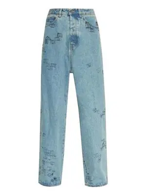 Vetements Stamp Print Wide-leg Jeans - Blue