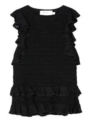 Zimmermann Luna Ruffled Knit Top - Black