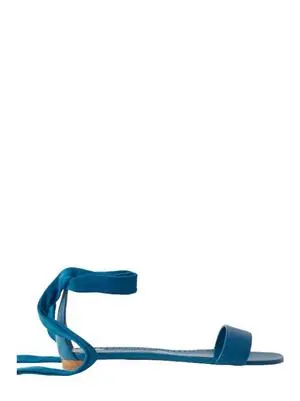 Manolo Blahnik Flat Sandals With Ankle Tie - Blue