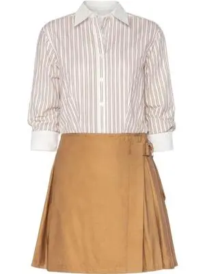 Simkhai Frankie Pleated Striped Mini Dress - Nude