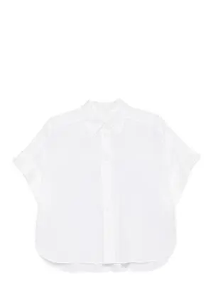 Closed Buttoned Shirt With Curved Hem - White