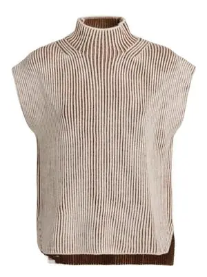 Varley High-neck Ribbed Knit Sleeveless Sweater - Nude