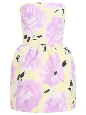 PATOU Patou Mini Strapless Dress With Peony Print