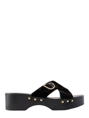 ANCIENT GREEK SANDALS Studded Leather Clogs - Black