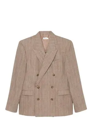 SIMKHAI Simkhai Striped Double-Breasted Blazer