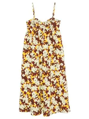 ULLA JOHNSON Ulla Johnson Sweetheart Neckline Midi Dress With Embroidered Floral Accents
