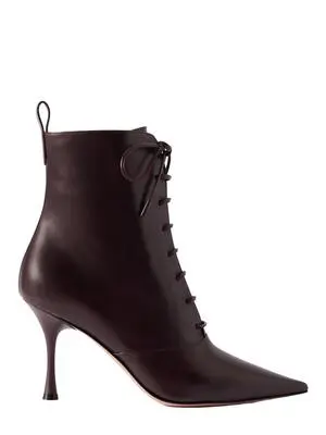 GIANVITO ROSSI Leather Lace-up Ankle Boots - Black