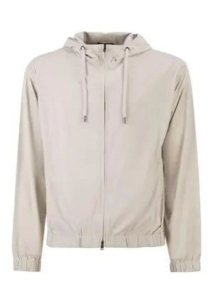 Herno Zip-up Hooded Bomber Jacket - Beige