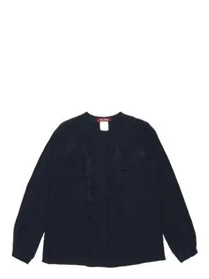 Max Mara Ruffled Long Sleeve Top - Black
