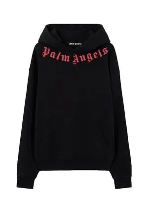 Palm Angels Neck Logo Hoodie - Black Red