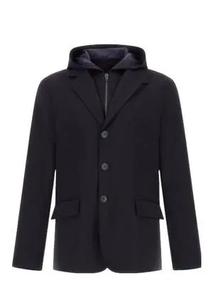 Herno Herno Hooded Jersey Blazer With Removable Bib Blue