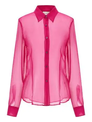 Dries Van Noten Sheer Button-up Shirt - Fuchsia