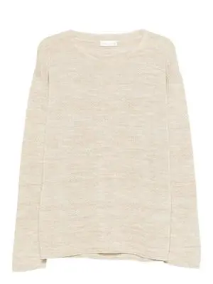 ROBERTO COLLINA Long Sleeve Knit Top With Round Neck - Nude