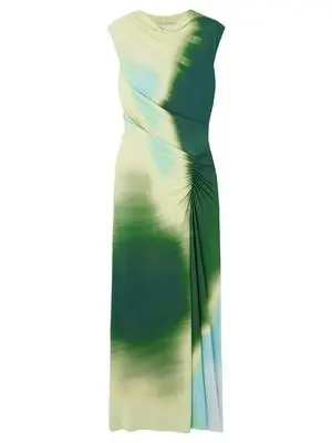 Simkhai Acacia Tie-dye Ruched Stretch-jersey Midi Dress - Green