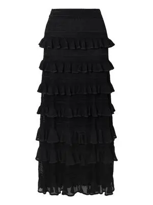 Zimmermann Luna Lace Frill Maxi Skirt - Black