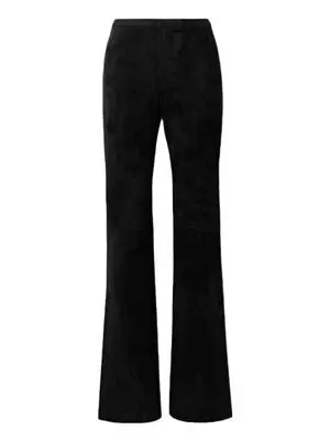 Stouls Suede Straight-leg Pants - Black