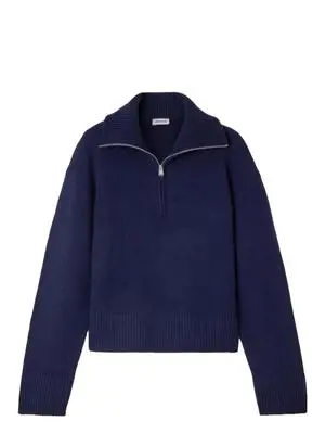 Simkhai Andes Ribbed Cashmere Zip Sweater - Navy