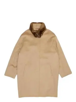 Max Mara Fur Collar Wool Coat - Nude