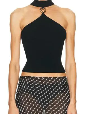 Simkhai Halterneck Knit Top With Metal Hardware - Black