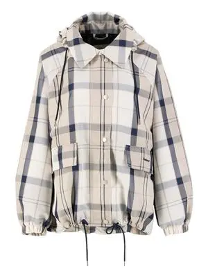 Barbour Checked Hooded Jacket - Navy Blue Tartan
