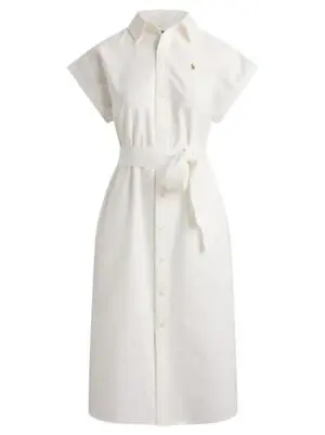 Polo Ralph Lauren Belted Shirt Midi Dress - White