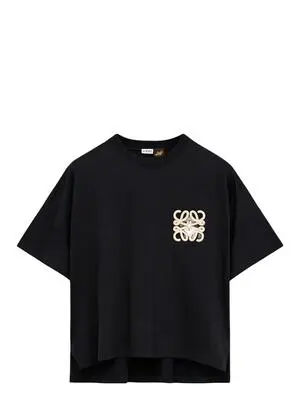 Loewe Anagram Crochet Embroidered Crewneck T-shirt - Black