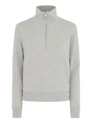 NILI LOTAN Diya 1/4 Zip Cotton Blend Sweatshirt - Gray