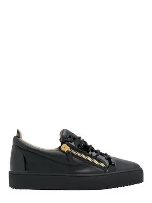 GIUSEPPE ZANOTTI Zip Detailed Lace-up Sneakers - Black