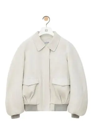 Loewe Suede Leather Jacket Grey